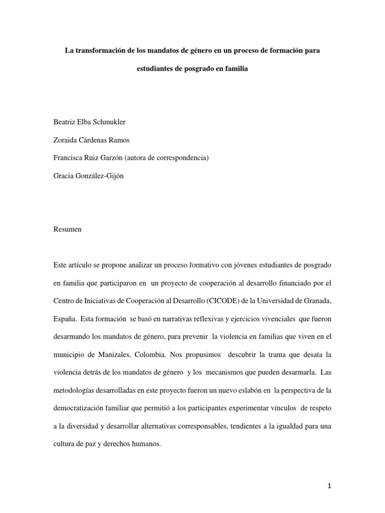 Lectura Sugerida - La Transformación de Los Mandatos de Género en Un ...