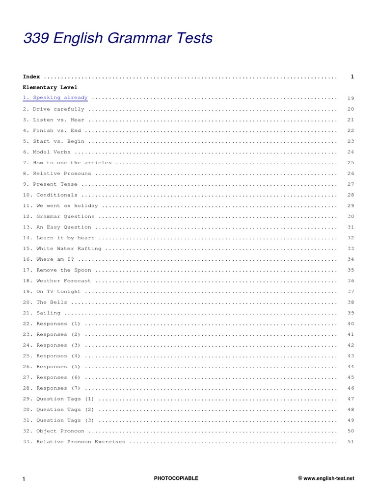 339 English Grammar Tests | PDF | English Grammar | English Language