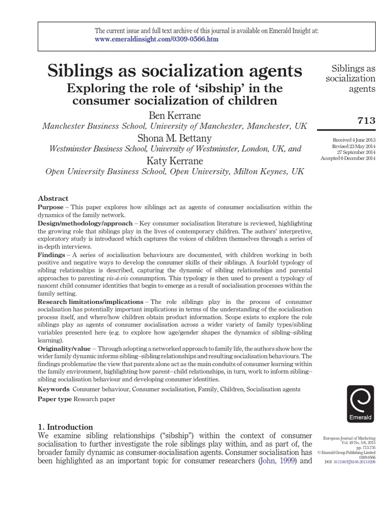 Siblings As Socialization Agen | PDF | Socialization | Sibling