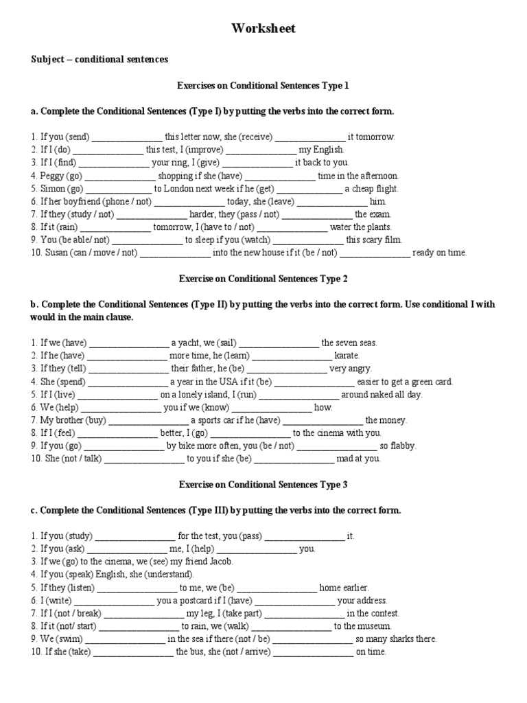 Worksheet - CONDITIONAL SENTENCES II | PDF | Language Mechanics ...