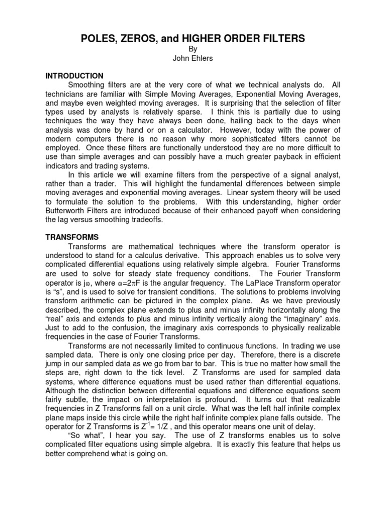 Poles, Zeros, and Higher Order Filters | PDF | Moving Average ...