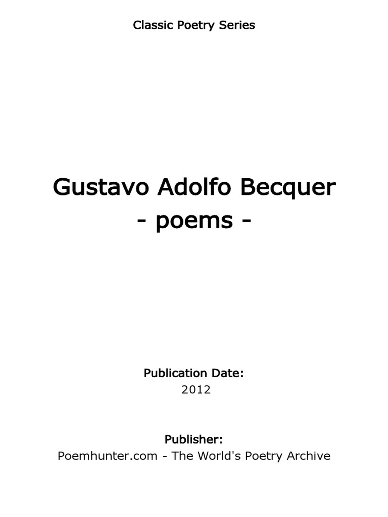 Gustavo Adolfo Becquer - Poems - : Classic Poetry Series | PDF | Poetry