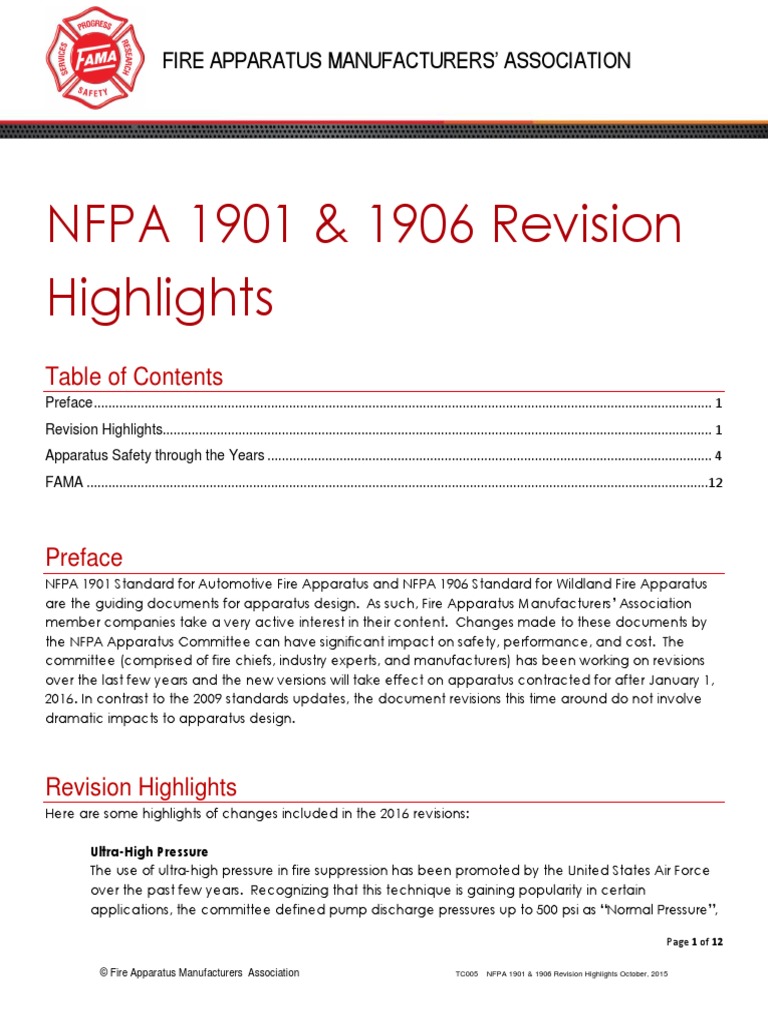 NFPA 1901 & 1906 Revision Highlights: Fire Apparatus Manufacturers ...