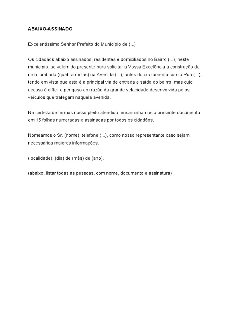 Modelo de Abaixo Assinado | PDF
