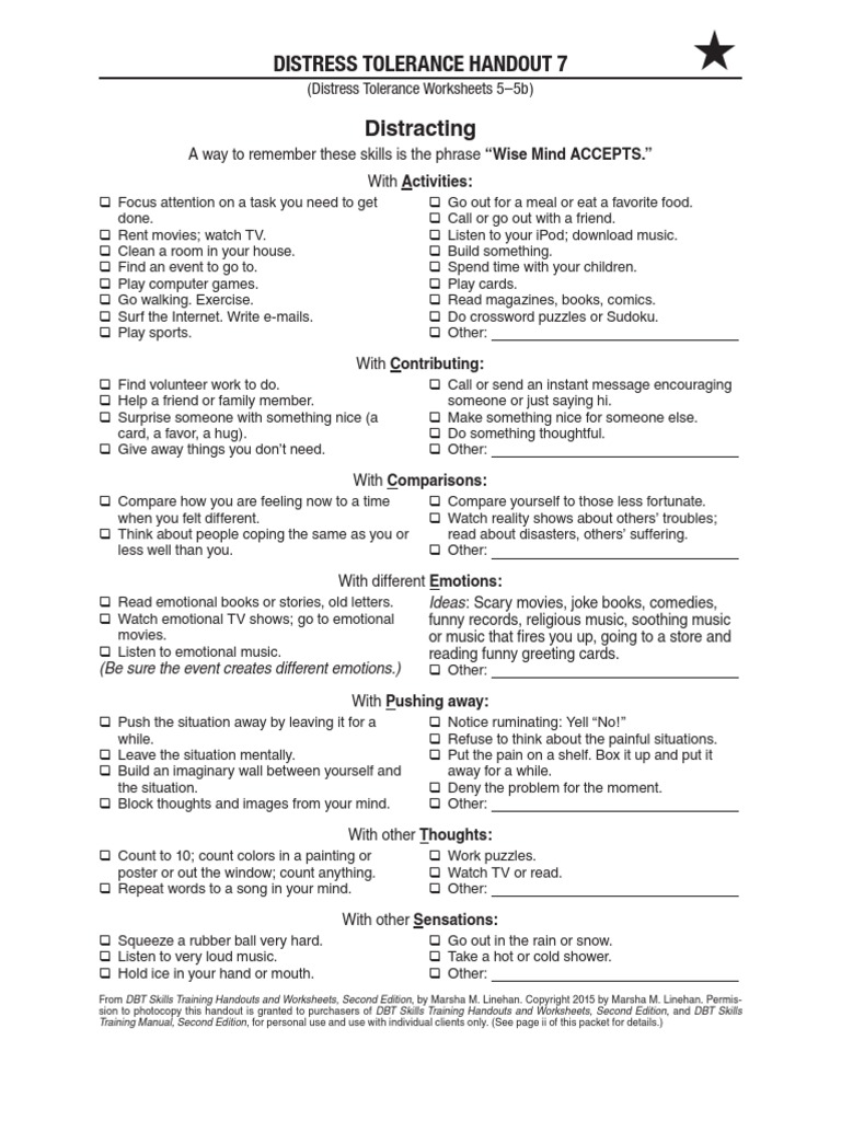 Distract Skill DBT | Download Free PDF | Dialectical Behavior Therapy