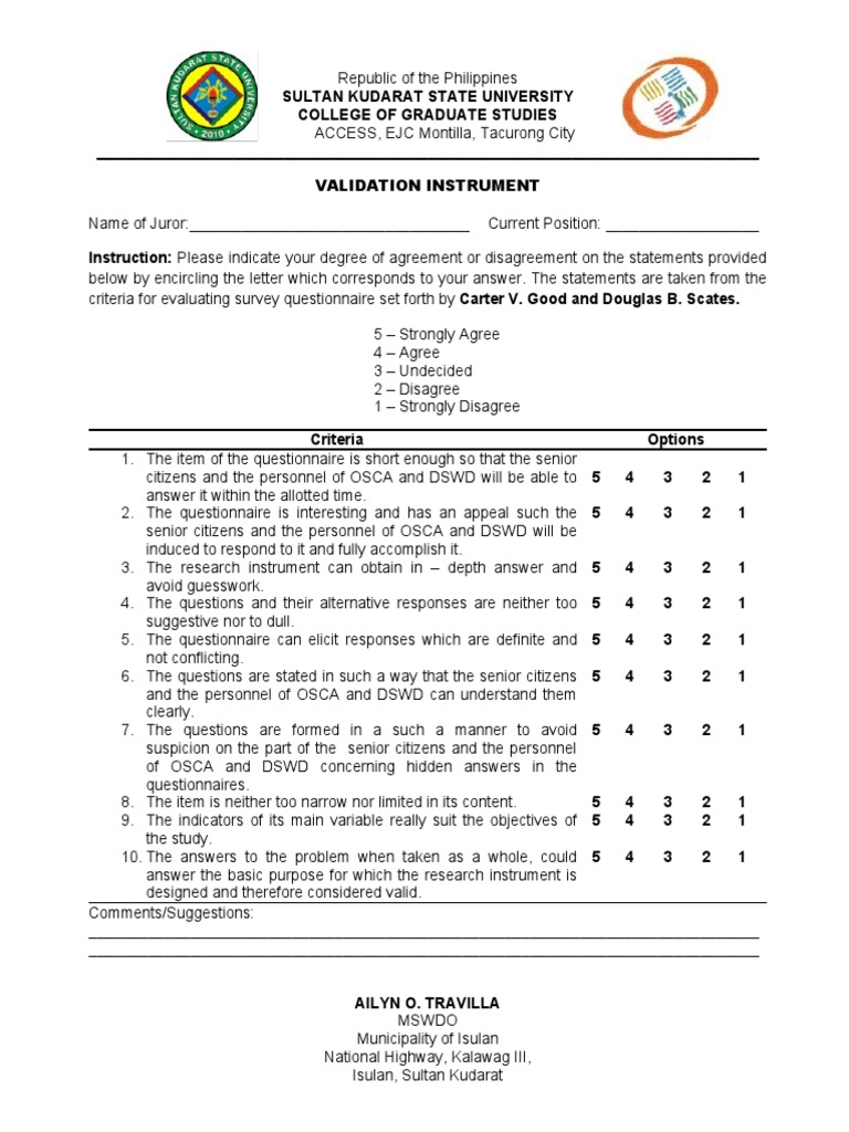 Validation Form | PDF | Questionnaire