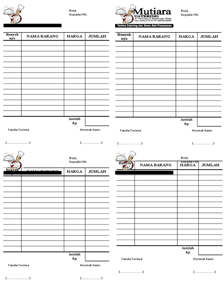 Nota Mutiara Catering | PDF