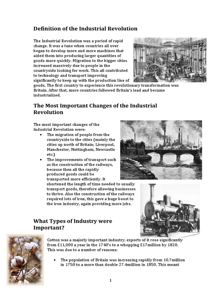 Definition of The Industrial Revolution | PDF | Cotton | Industrial ...