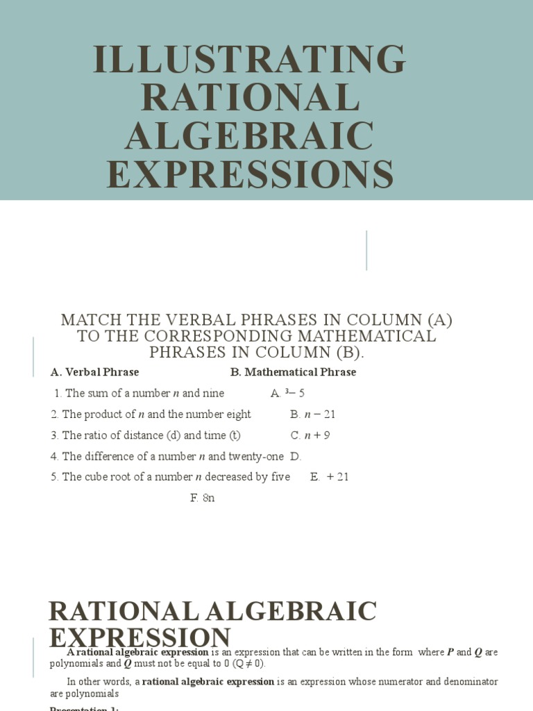 Illustrating Rational Algebraic Expressions | PDF | Factorization | Polynomial