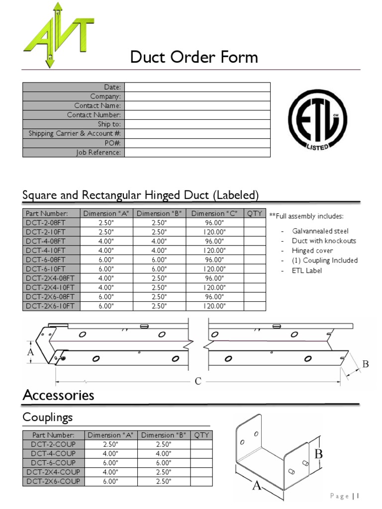 Duct Order Form: Accessories | PDF | Equipment | Building Engineering
