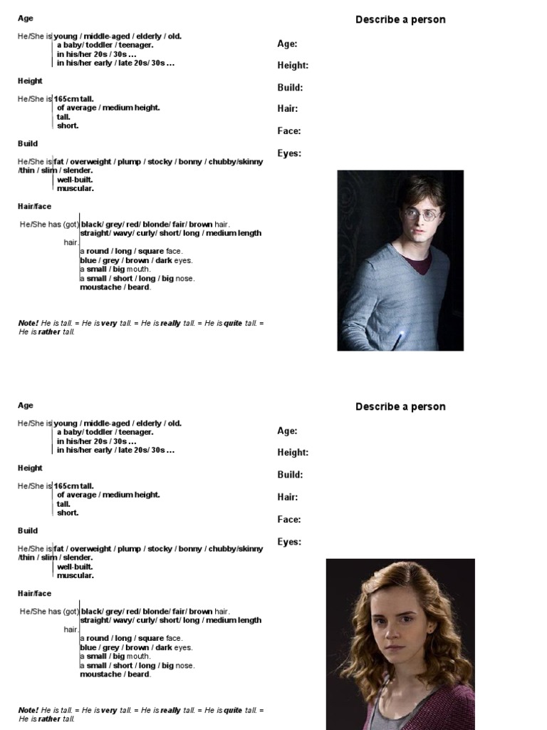 A Guide to Describing a Person's Physical Appearance | PDF ...