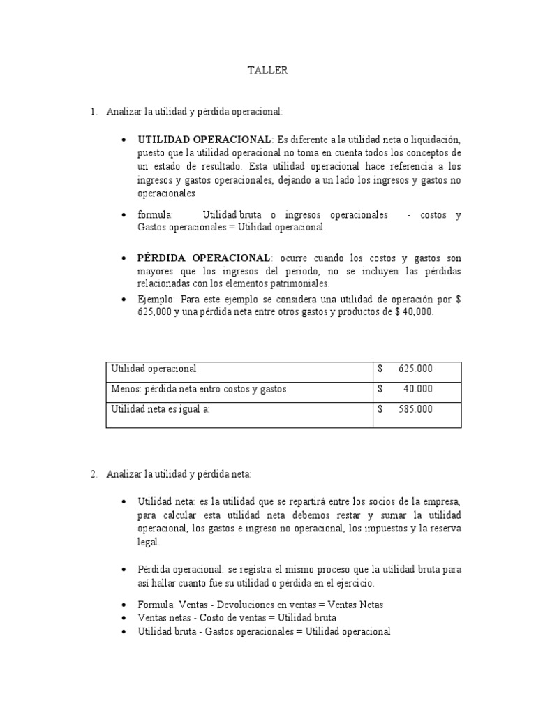 Análisis de Utilidad y Pérdida Operacional | PDF | Dinero | Bancos