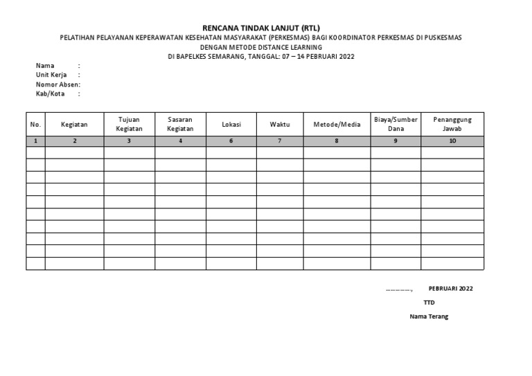 Form RTL Perkesmas Murnajati | PDF