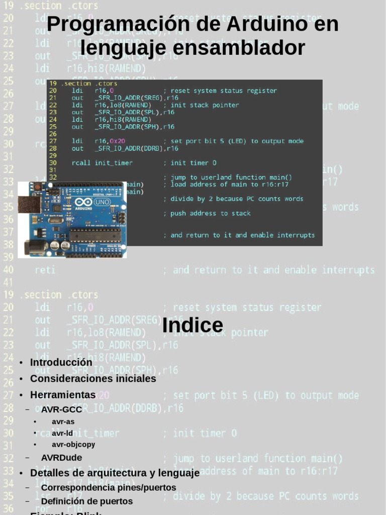 Programación de Arduino en Assembly | PDF | Lenguaje ensamblador | Arduino