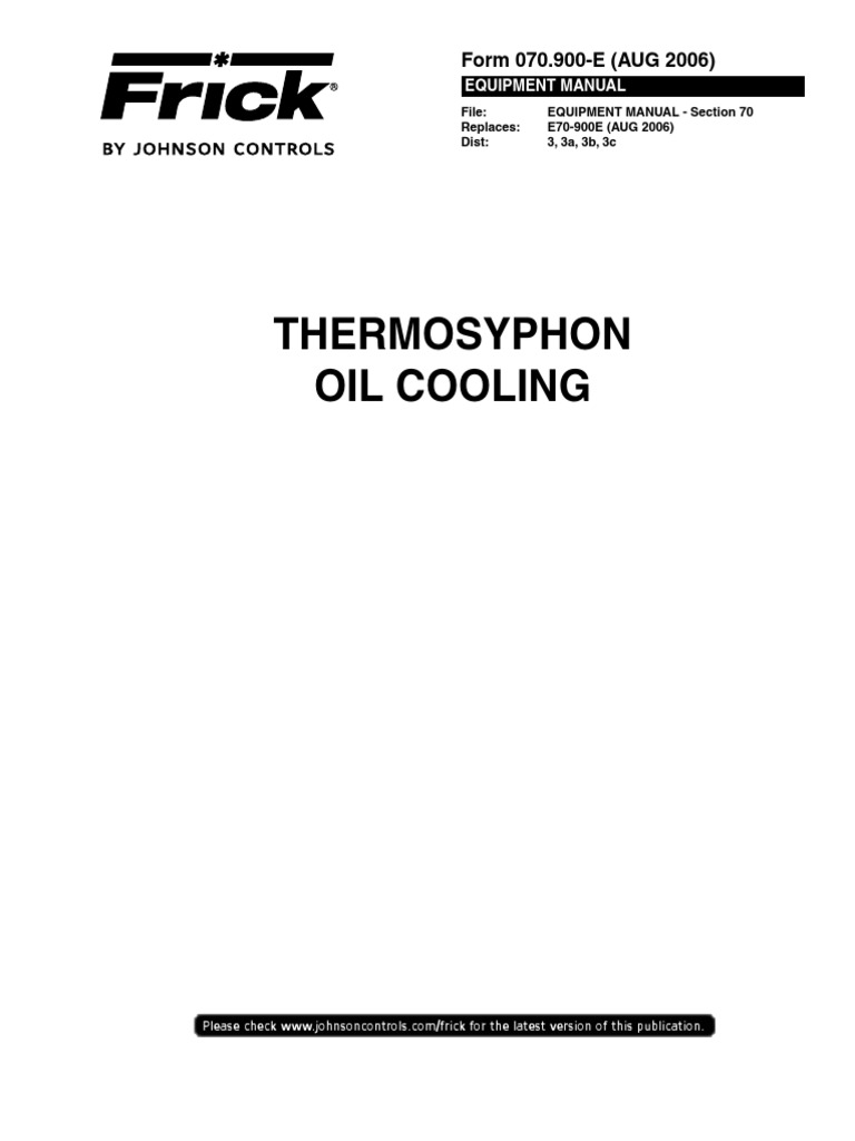 Thermosyphon Oil Cooling: Form 070.900-E (AUG 2006) | PDF | Heat ...