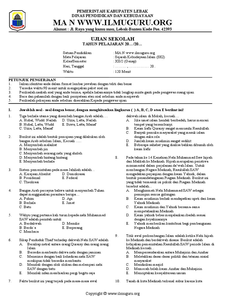 Soal UM SKI Kelas XII | PDF