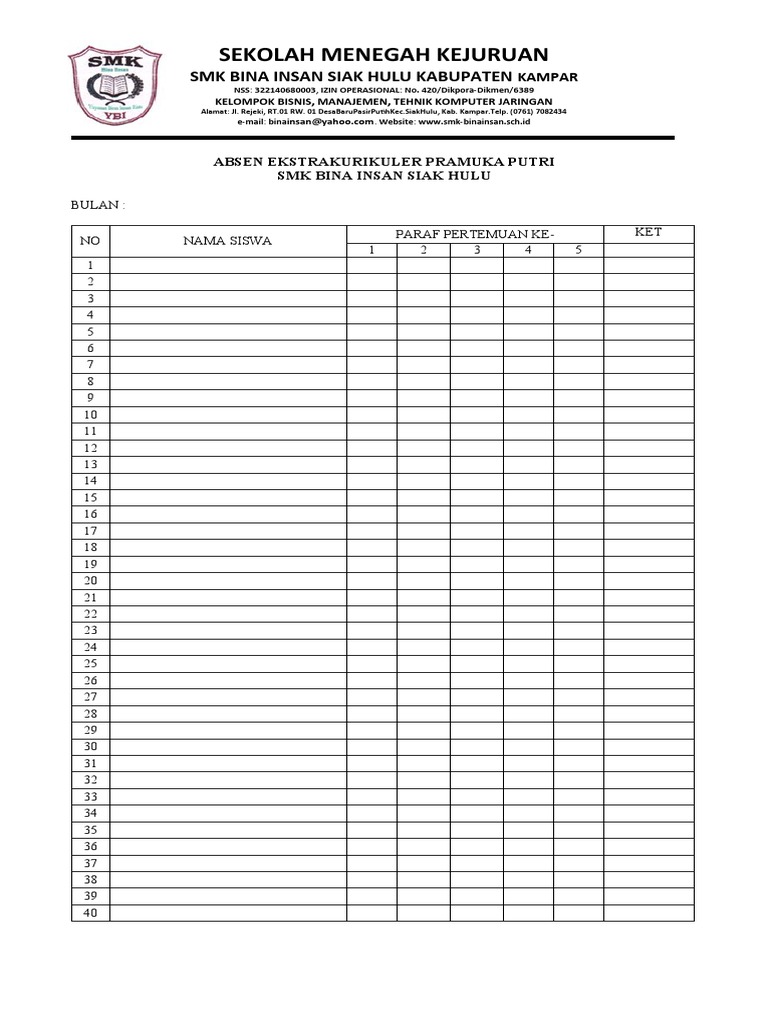 Absen Guru Ekstrakurikuler | PDF