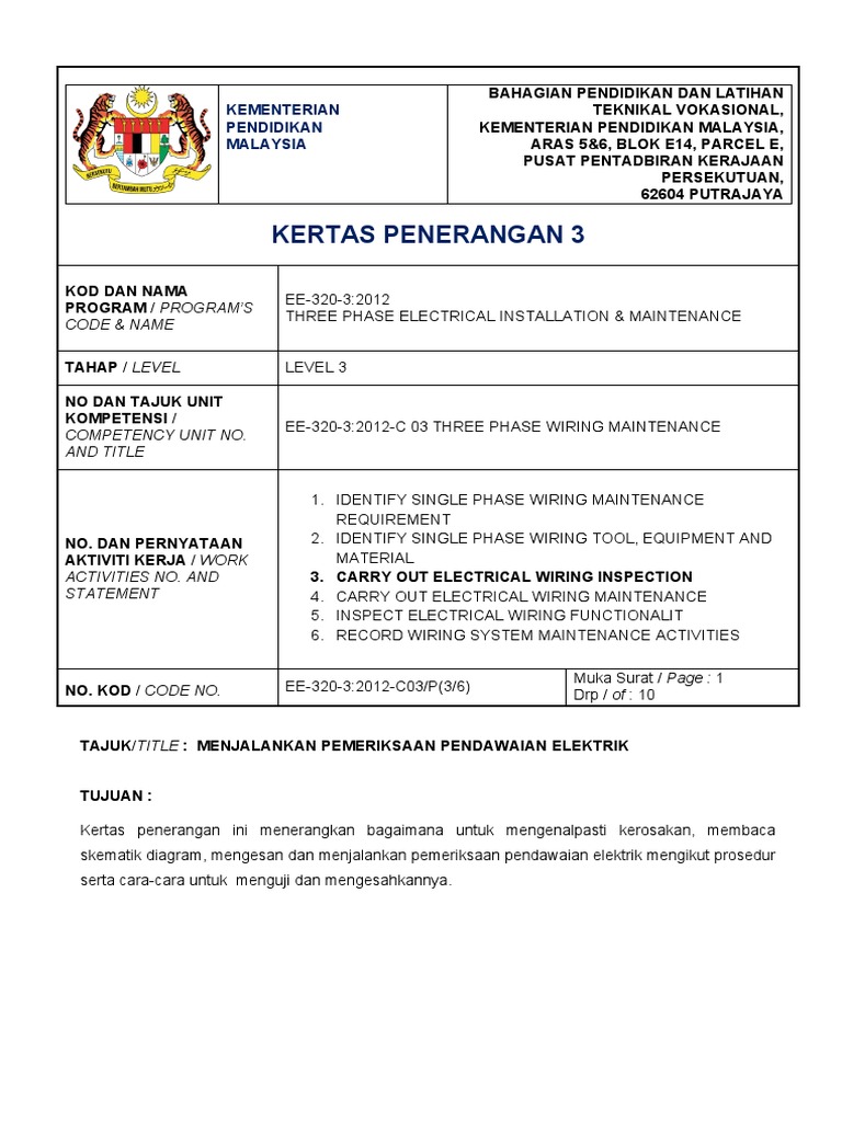 C03-P3 Menjalankan Pemeriksaan Pendawaian Elektrik | PDF
