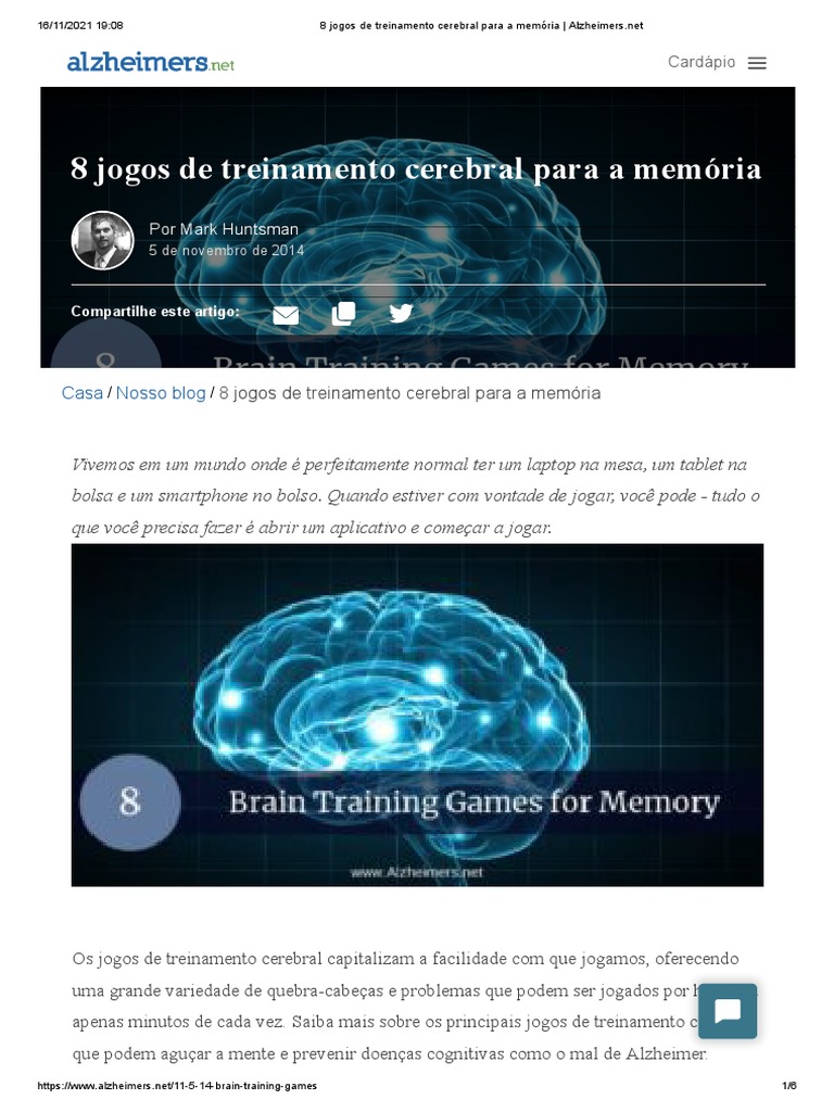 8 Jogos de Treinamento Cerebral para A Memória | PDF | Doença de ...