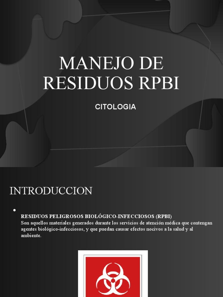 Manejo De Residuos Rpbi Pdf Residuos Hospital