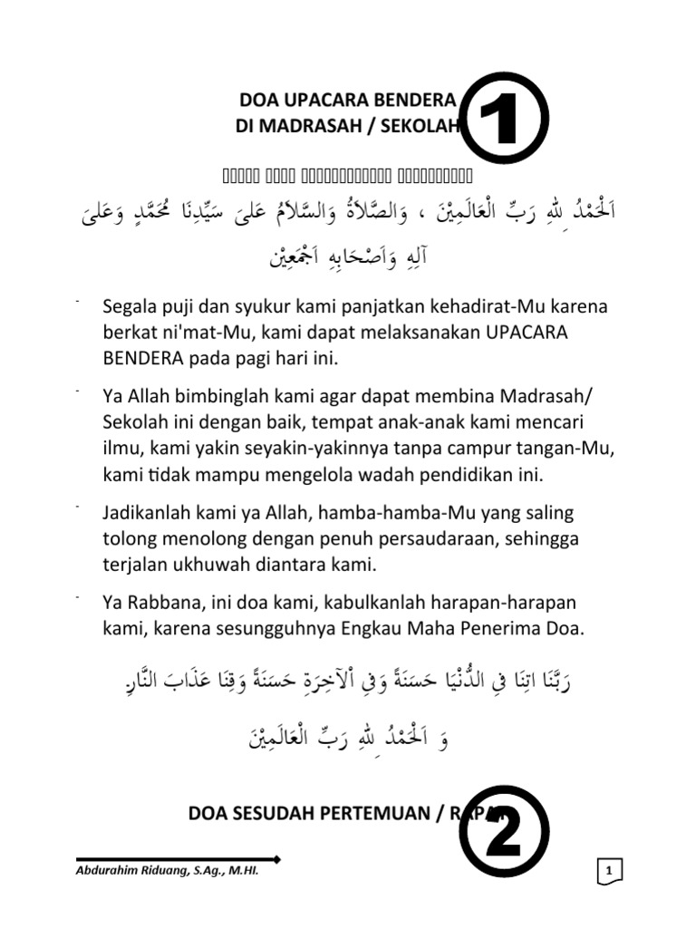 Doa Upacara Bendera dan Rapat Sekolah | PDF | Agama & Spiritualitas