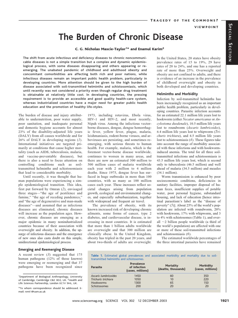 Chronic Disease Burden | PDF | Infection | Obesity