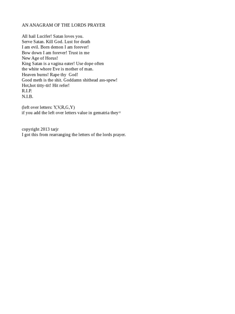An Anagram of The Lords Prayer | PDF