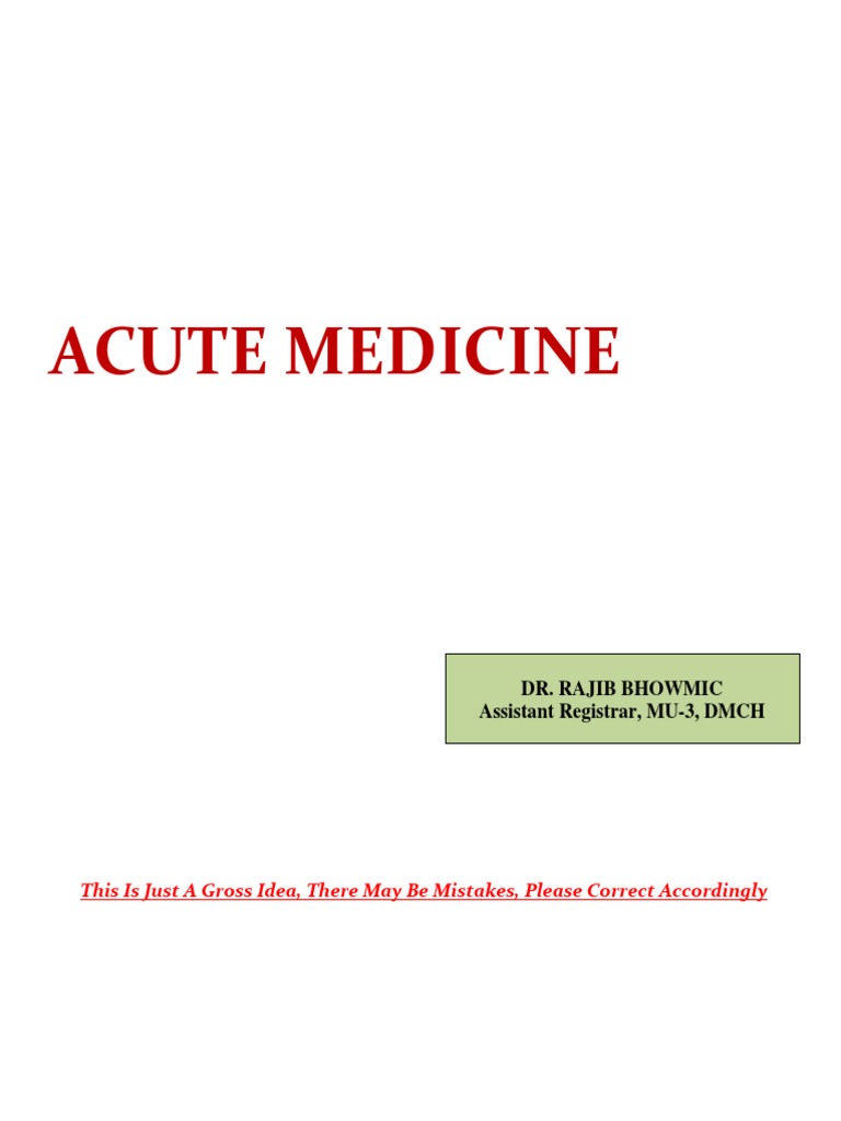 Acute Medicine Protocols and Treatments | PDF | Medicine | Diseases And ...