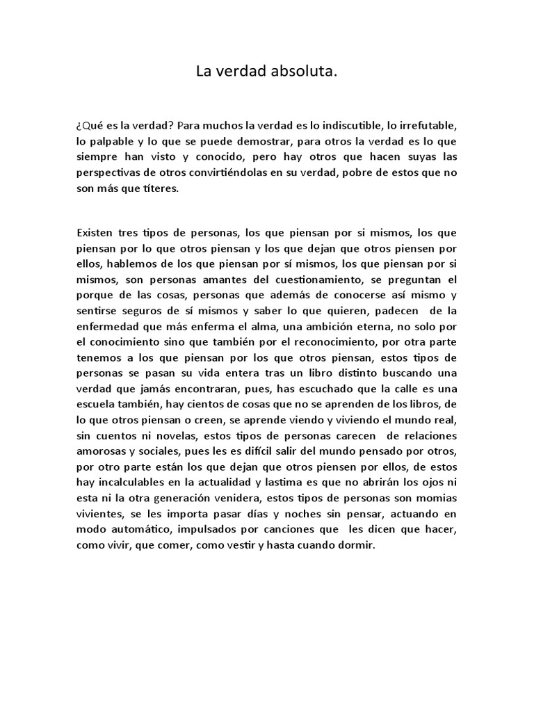 La Verdad Absoluta | PDF | Verdad | Razón