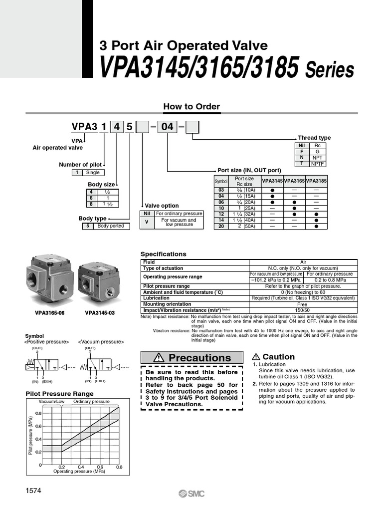 Series: 3 Port Air Operated Valve | PDF | Valve | Vacuum