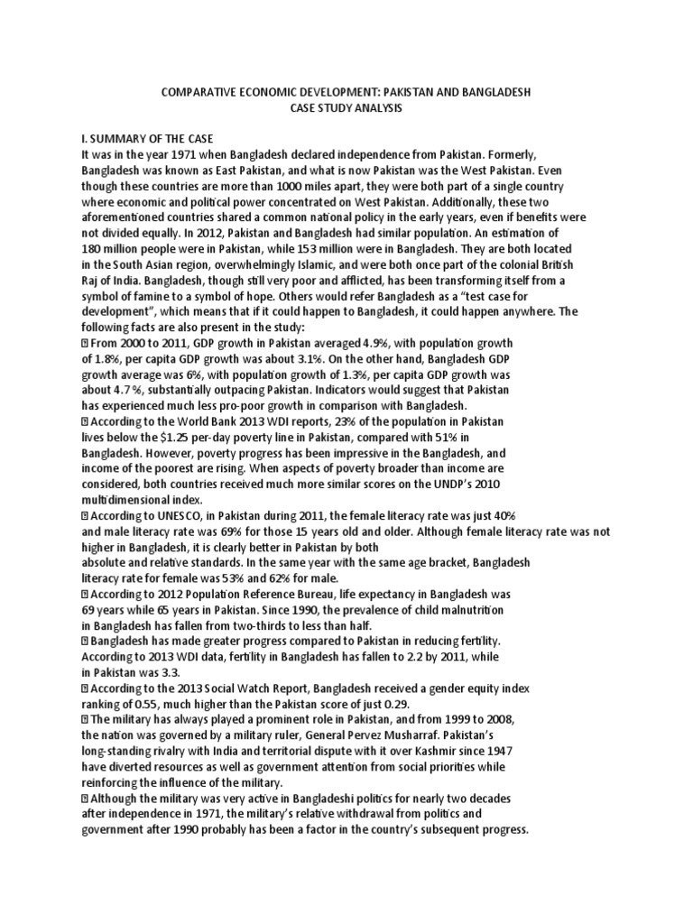 Comparative Economic Development Pakistan and Bangladesh 1 | PDF ...