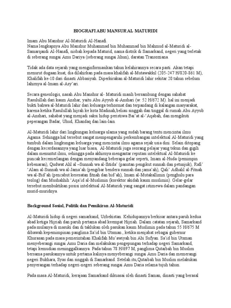 Biografi Abu Mansur Al | PDF