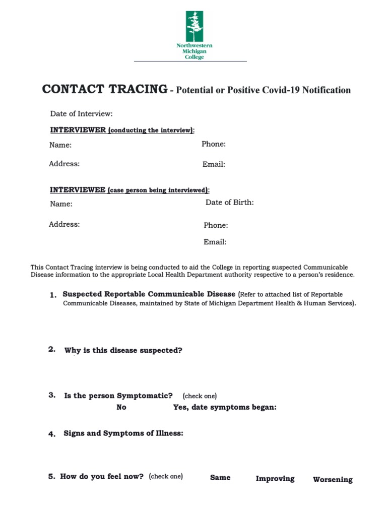 Exhibit D Contact Tracing Form | PDF | Social Science | Law