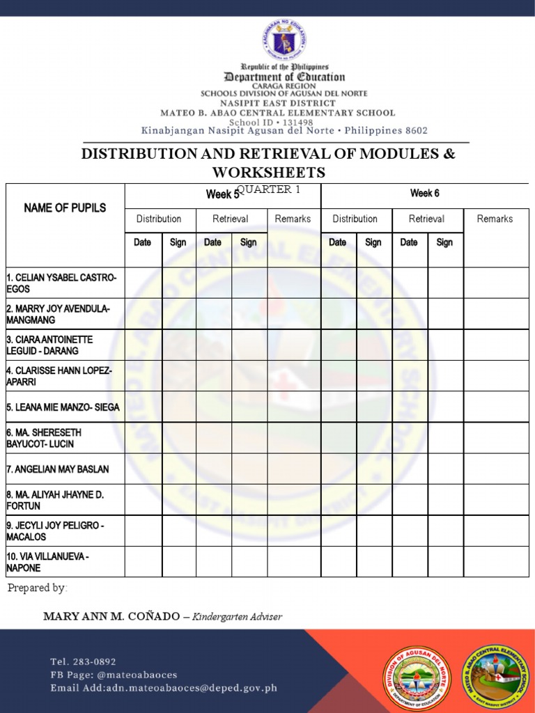 Distribution and Retrieval of Modules & Worksheets | PDF