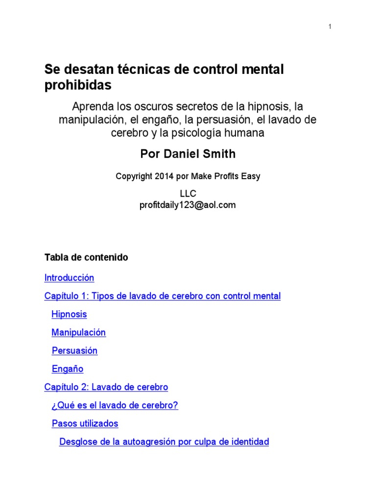 Técnicas de Control Mental | PDF | Hipnosis | Persuasión