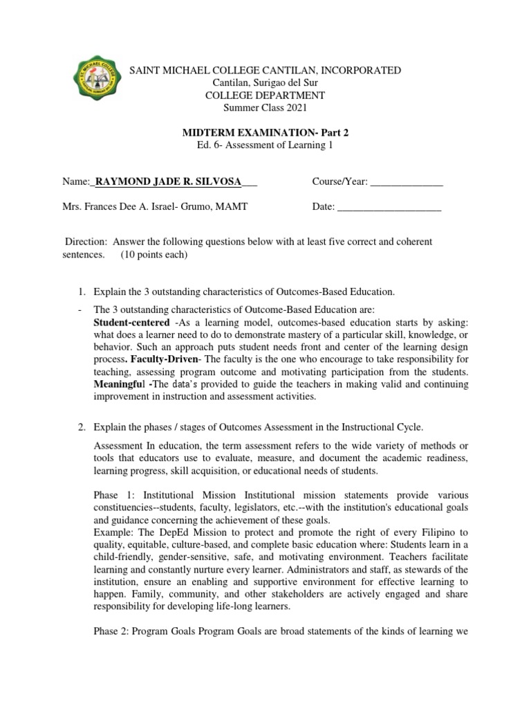 Midterm Exam Part 2 | PDF | Educational Assessment | Test (Assessment)