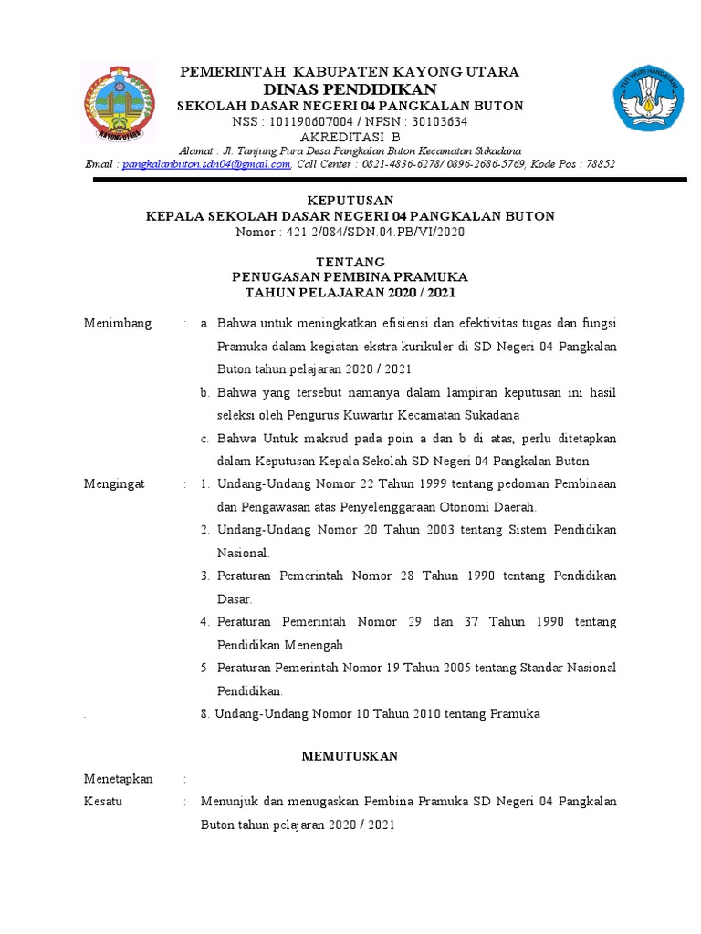 SK PeMBINA PRAMUKA 2020 2021 | PDF