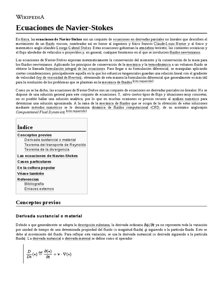 Ecuaciones de Navier-Stokes | PDF | Ecuaciones de Navier-Stokes ...