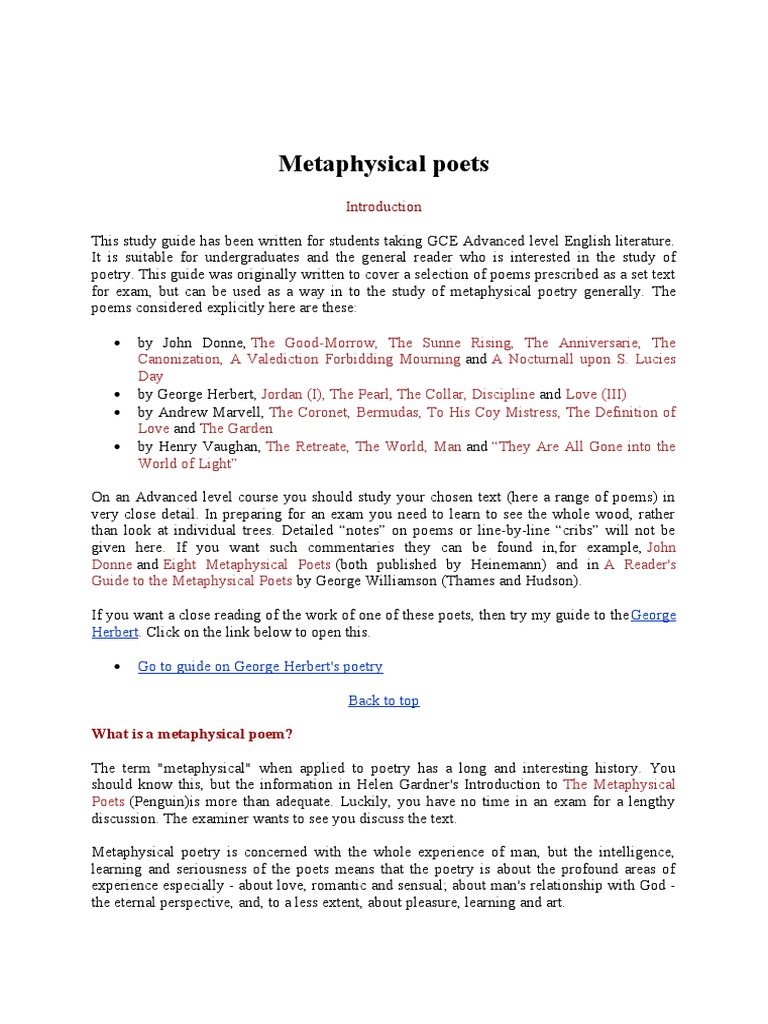 Metaphysical Poets: George Herbert Go To Guide On George Herbert's ...