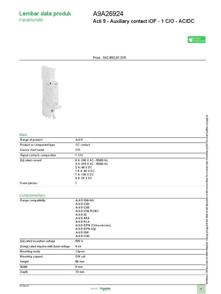 Acti 9 iDPN Vigi - A9A26924 | PDF | Electronics | Equipment