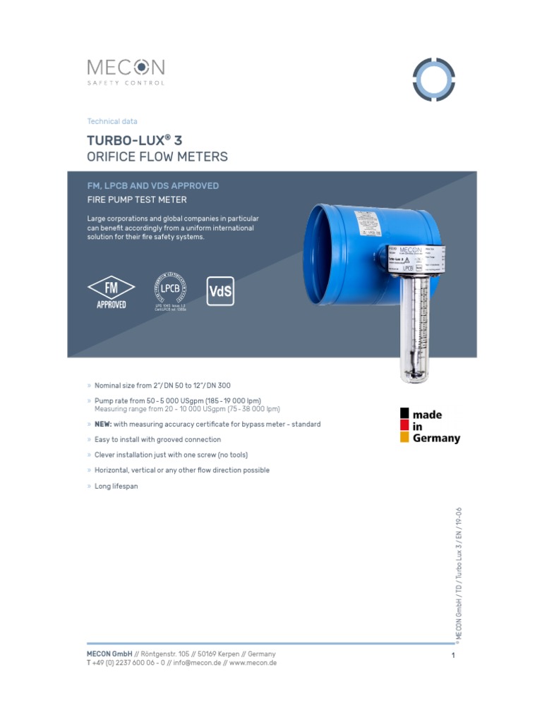 Mecon-Medidor de Flujo - Mod. TD Turbo Lux 3 | PDF | Flow Measurement ...