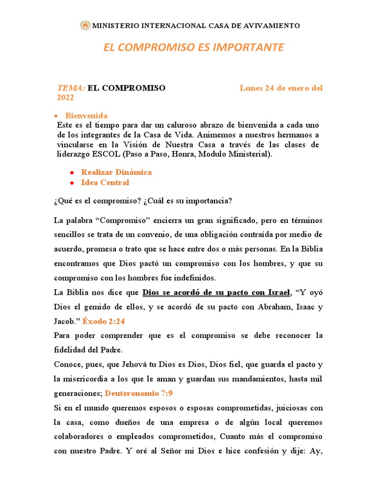 Tema El Compromiso Es Importante | PDF | Dios | Contenido bíblico