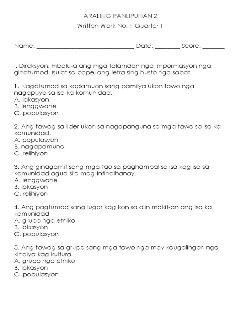 Summative Test Grade 2 AP | PDF