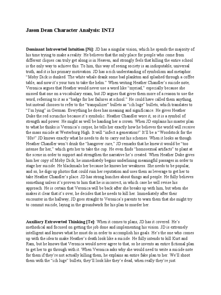 Jason Dean Character Analysis | PDF