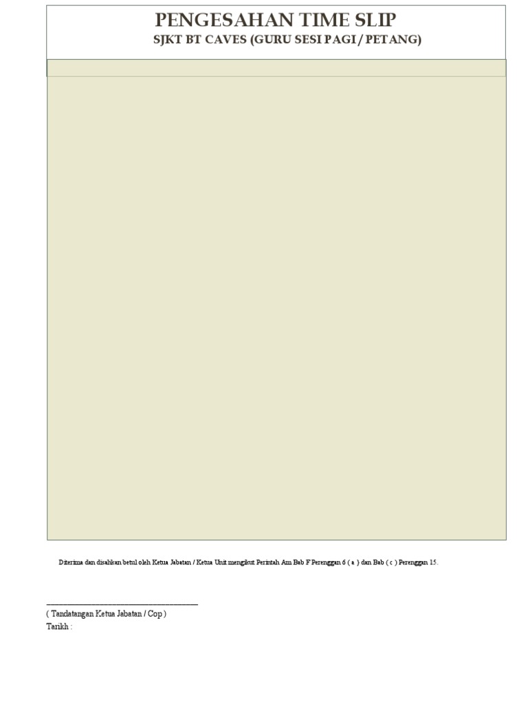 Borang Pengesahan Time Slip | PDF