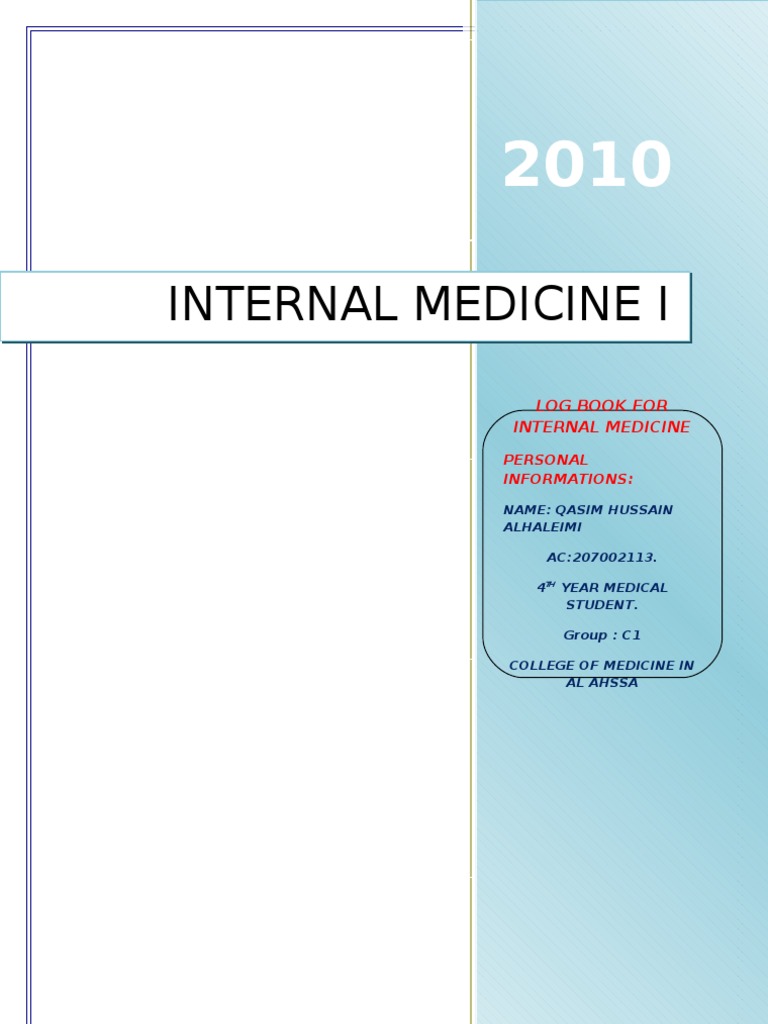 Internal Medicine Logbook 2010 | PDF | Human Anatomy | Clinical Medicine