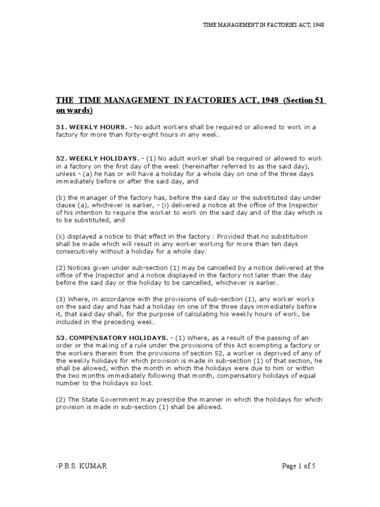 Overtime Regulations in Factories Act | PDF | Overtime | Piece Work