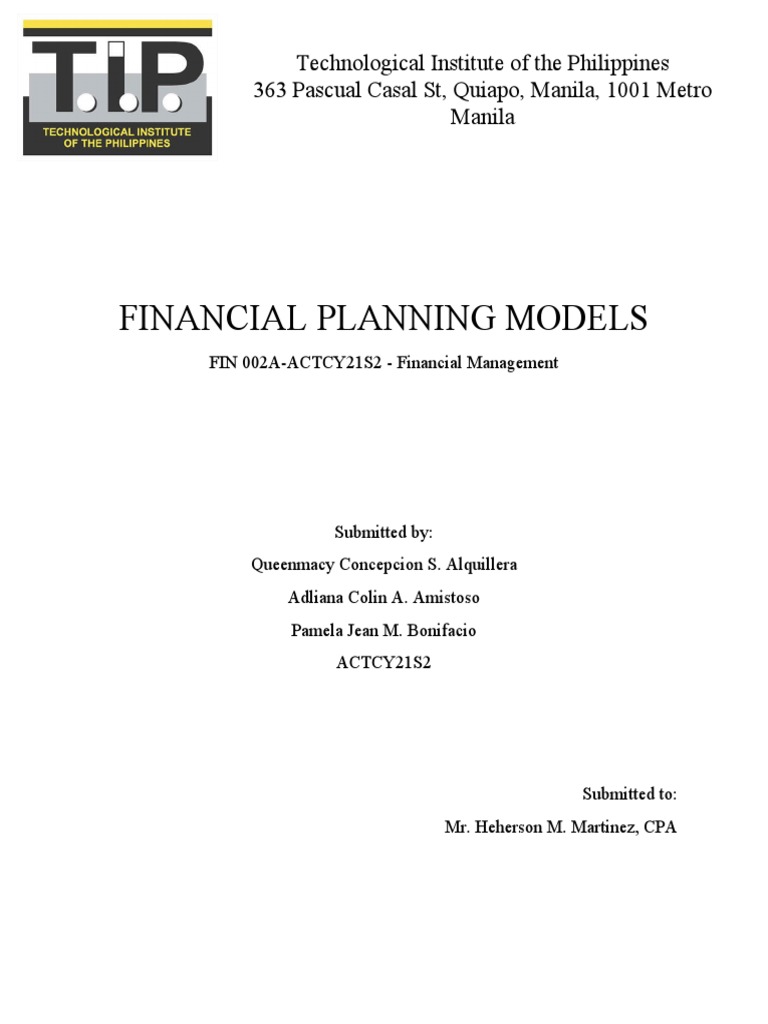 Assignment#4 ByGroup FinancialPlanning | PDF | Employment | Cost