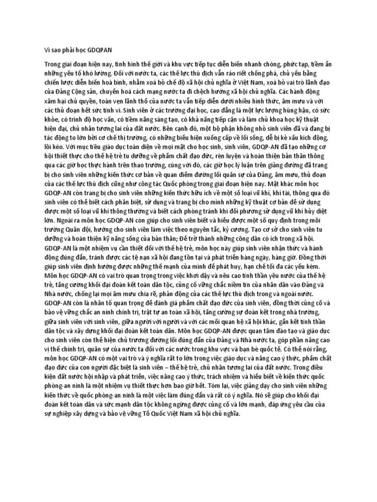 Vì sao phải học GDQPAN | PDF