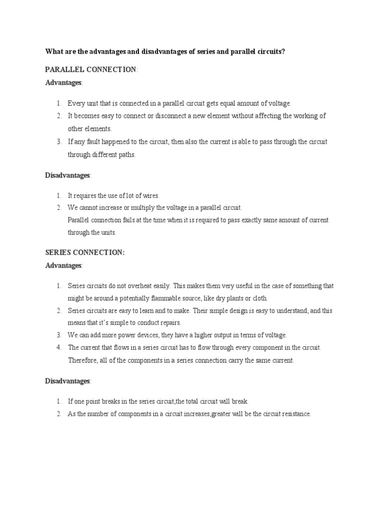What Are The Advantages and Disadvantages of Series and Parallel ...
